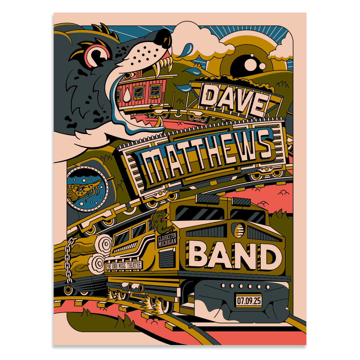 DMB Show Poster Clarkston, MI 07.9.2025 – Dave Matthews Band